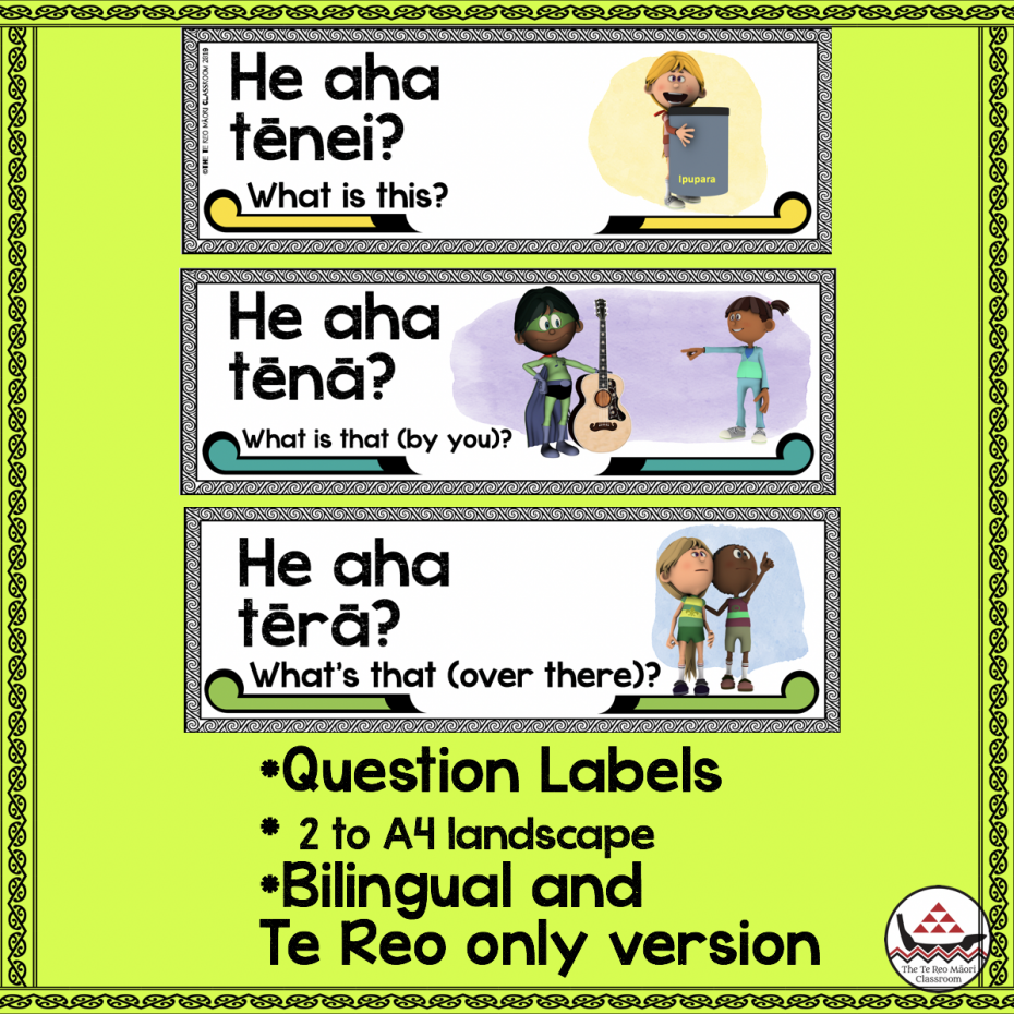46 Te Reo CLASSROOM LABELS (with sentences) - The Te Reo Māori Classroom