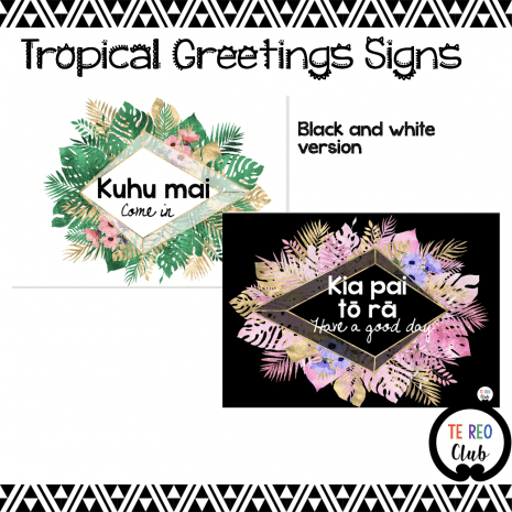 Tropical Themed Greetings Signs - The Te Reo Māori Classroom